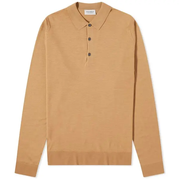 John Smedley Long Sleeve Belper Merino Knit Polo Shirt