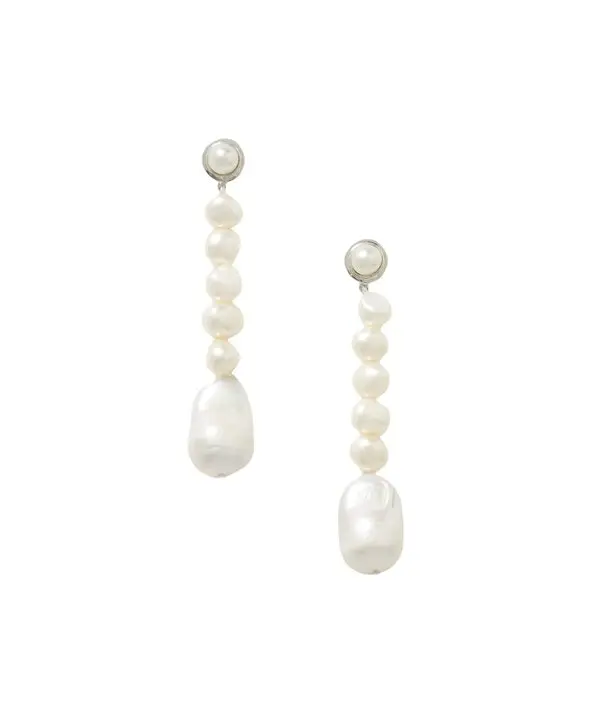 Agmes Emmanuel Recycled Pearl Drop Earrings - Silver