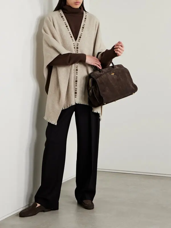 Loro Piana Frayed Cashmere And Silk-blend Poncho