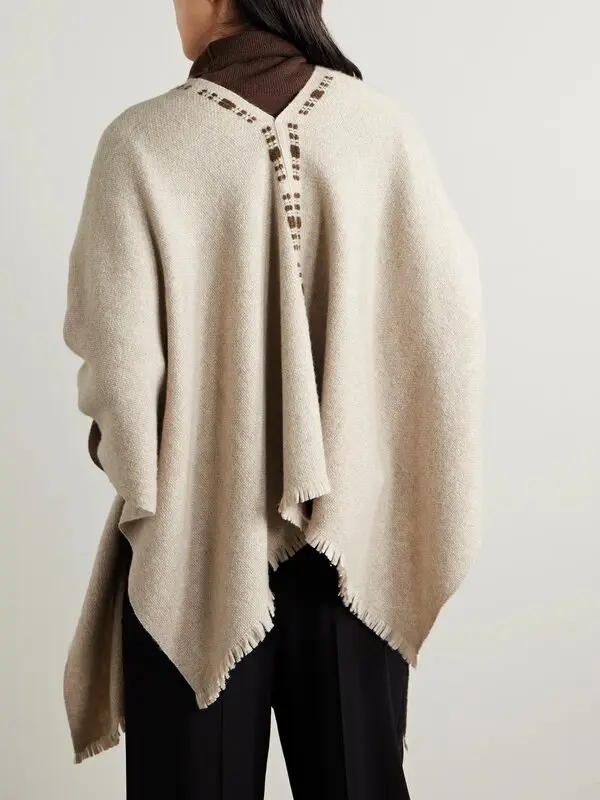 Loro Piana Frayed Cashmere And Silk-blend Poncho