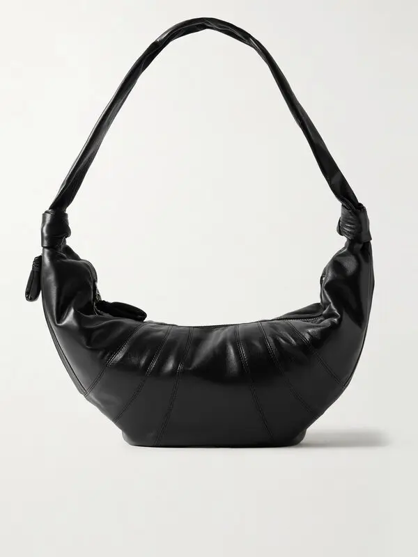 LEMAIRE Croissant Large Paneled Leather Shoulder Bag - Black