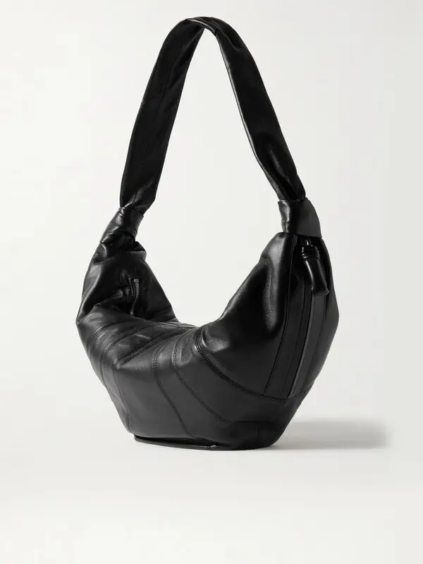 LEMAIRE Croissant Large Paneled Leather Shoulder Bag - Black