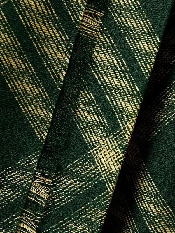 Burberry Pleated Checked Wool Midi Wrap Skirt
