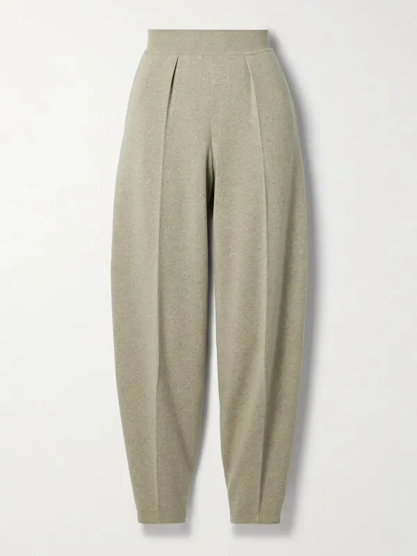 Loro Piana Pleated Cashmere Tapered Pants - Neutrals