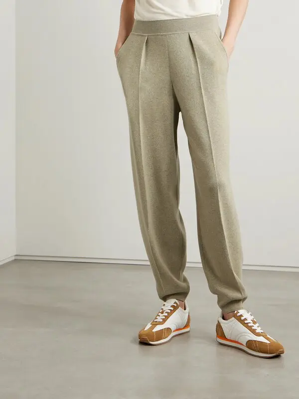 Loro Piana Pleated Cashmere Tapered Pants - Neutrals