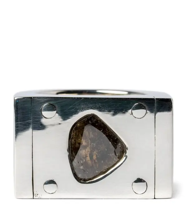 PARTS OF FOUR Polished Sterling And Diamond Plate Ring