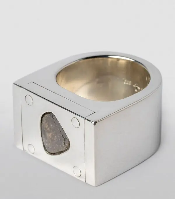 PARTS OF FOUR Polished Sterling And Diamond Plate Ring