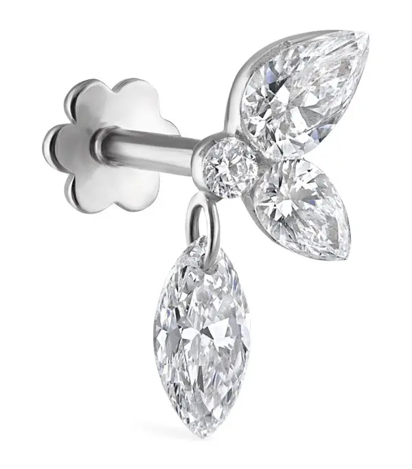 MARIA TASH Grand Marquise Pear Diamond Echo Earring - White