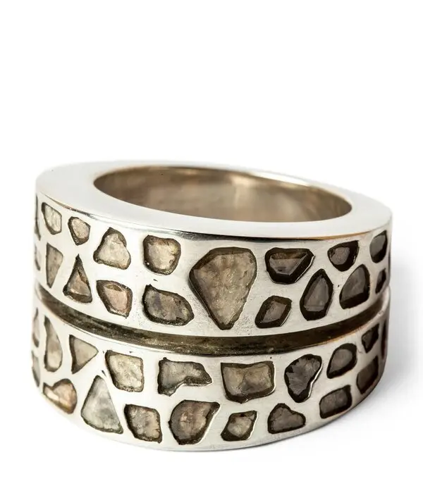 PARTS OF FOUR Polished Sterling And Diamond Crevice Ring