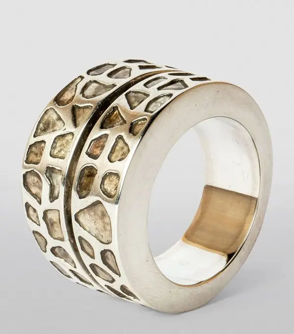 PARTS OF FOUR Polished Sterling And Diamond Crevice Ring
