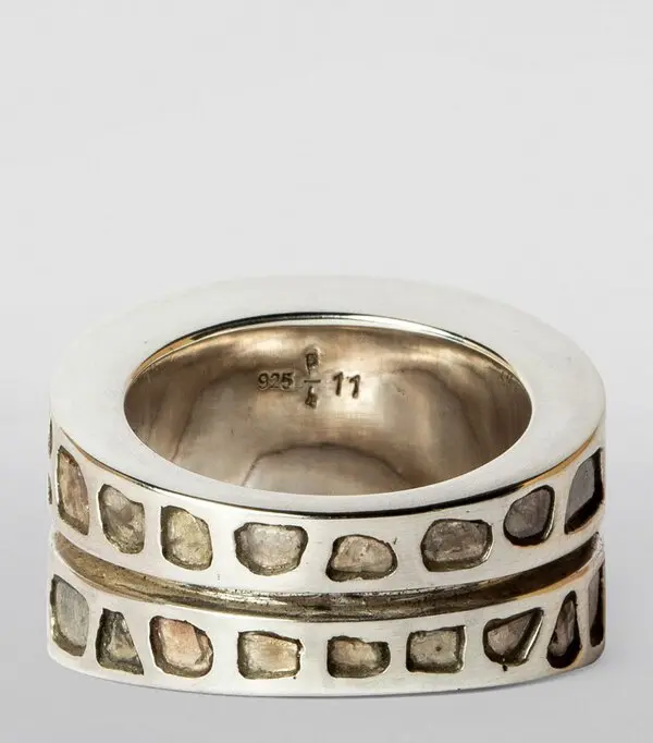 PARTS OF FOUR Polished Sterling And Diamond Crevice Ring