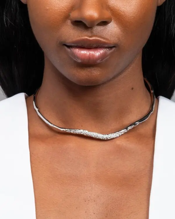 Alexis Bittar Solanales Crystal Collar Necklace Silver