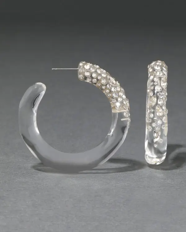 Alexis Bittar Confetti Crystal Hoop Earrings - Clear
