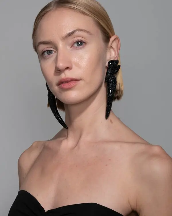 Alexis Bittar Liquid Lucite Pave Wave Clip-on Earrings