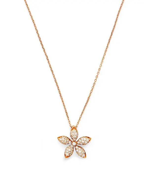 BEE GODDESS Diamond Apple Seed Pendant Necklace - Rose Gold