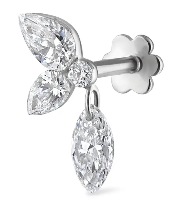 MARIA TASH Grand Marquise Pear Diamond Echo Earring - White