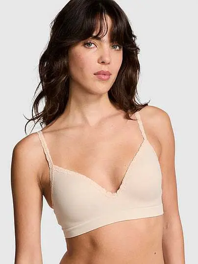 Pink Comfort Seamless Push-up Wireless Bralette - Beige