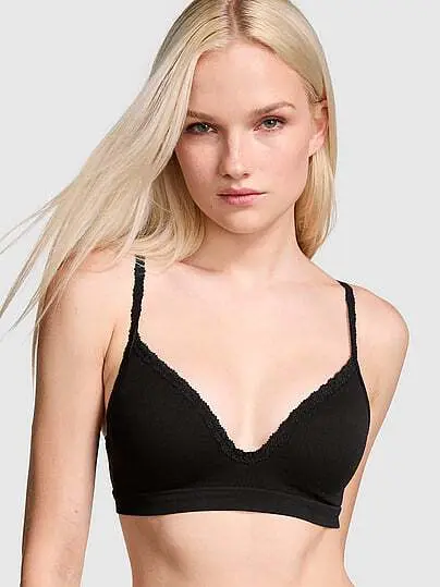 Pink Comfort Seamless Push-up Wireless Bralette - Black