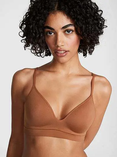 Pink Comfort Seamless Push-up Wireless Bralette - Brown