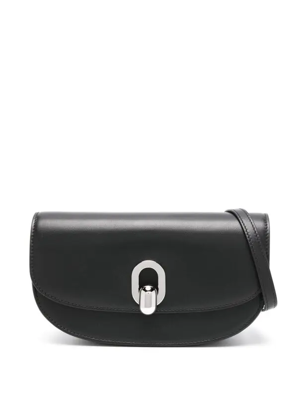 Savette Tondo Crescent Leather Crossbody Bag - Black