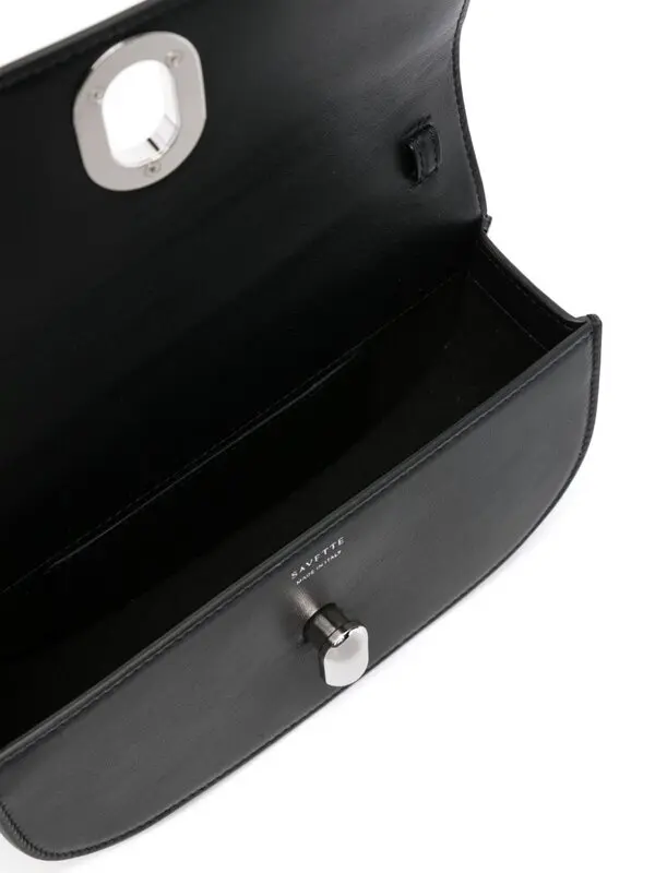 Savette Tondo Crescent Leather Crossbody Bag - Black
