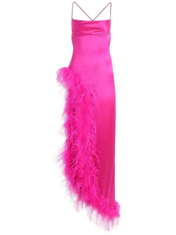 Retrofete Priscilla Feather Long Dress In Pink - 53% Off | Editorialist