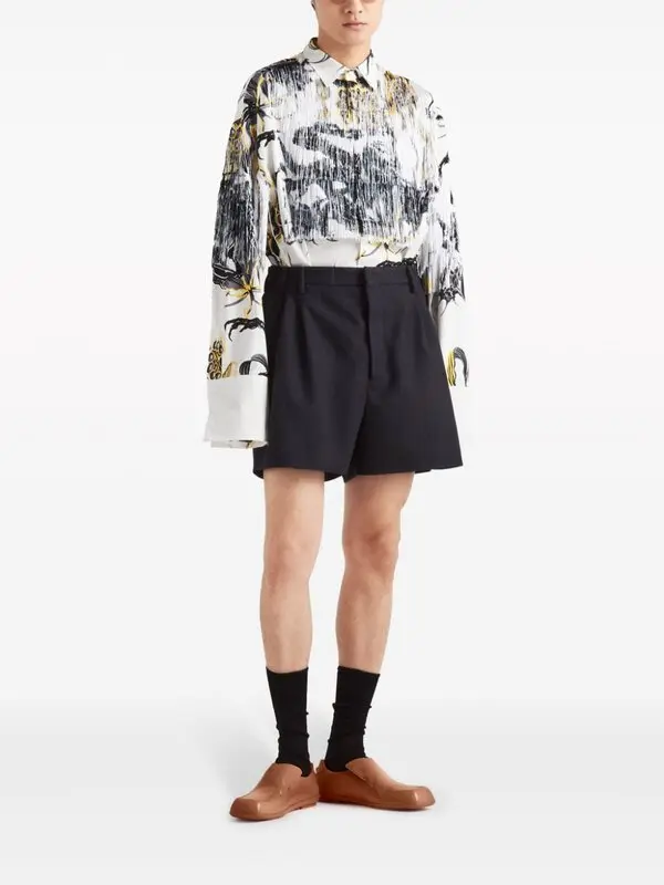 Prada Fringe-detail Graphic-print Shirt