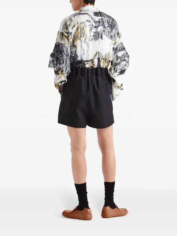 Prada Fringe-detail Graphic-print Shirt