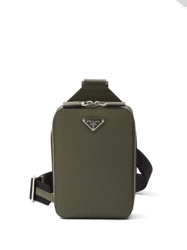 Prada Brique Leather Shoulder Bag - Green