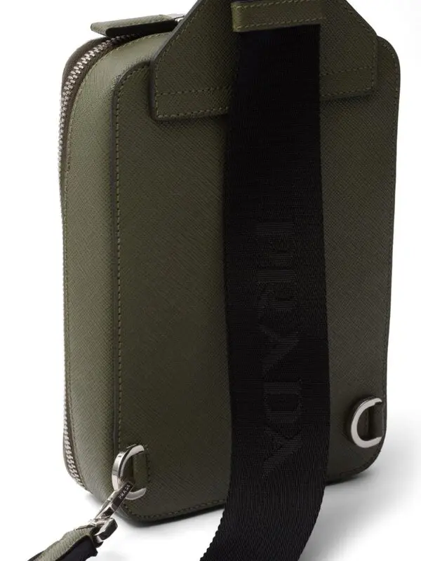 Prada Brique Leather Shoulder Bag - Green