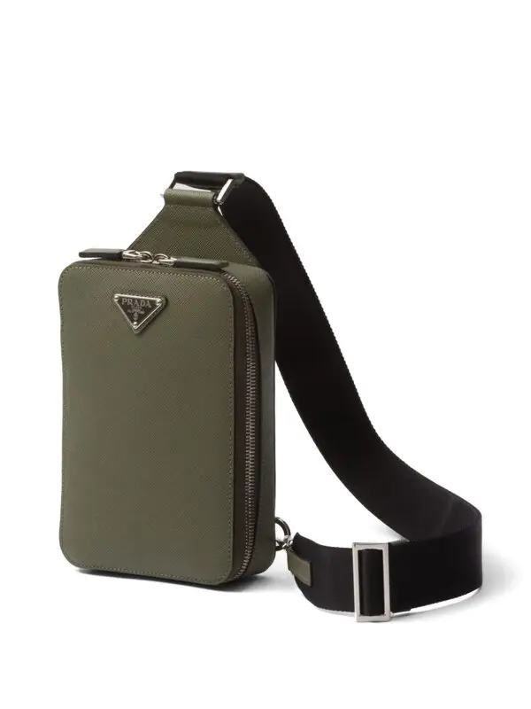 Prada Brique Leather Shoulder Bag - Green