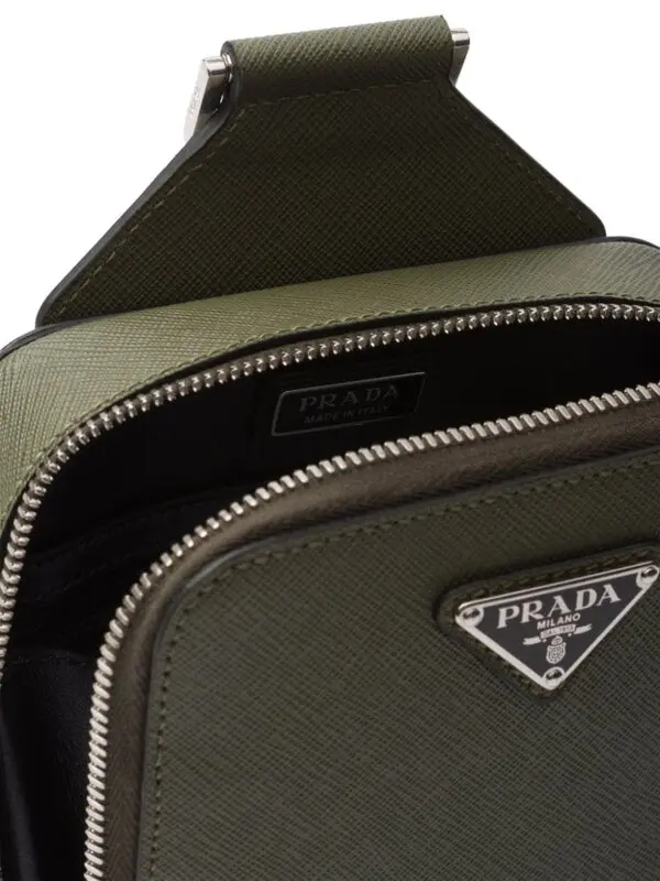 Prada Brique Leather Shoulder Bag - Green