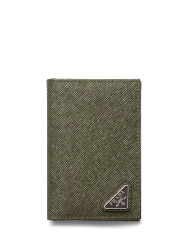 Prada Logo-plaque Saffiano Leather Wallet - Green