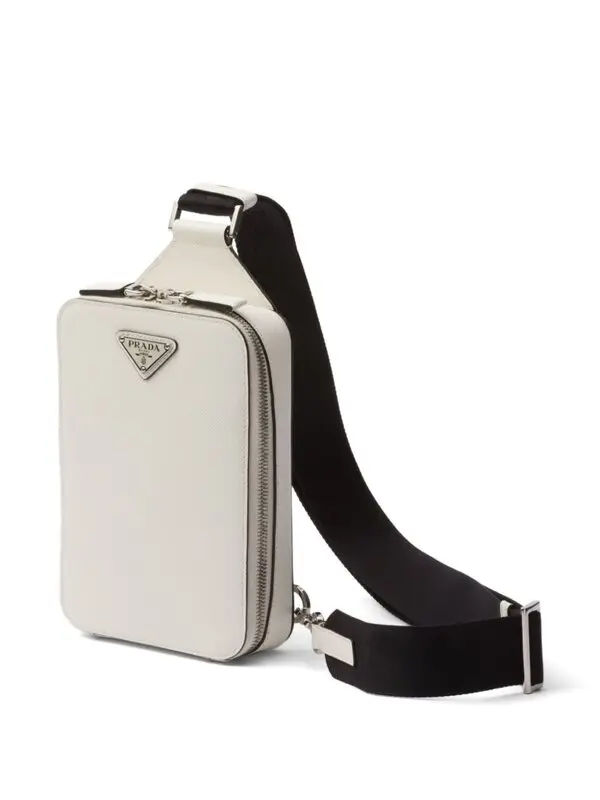 Prada Brique Leather Messenger Bag - White
