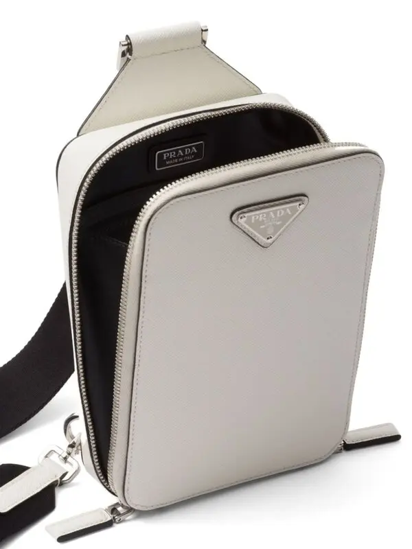 Prada Brique Leather Messenger Bag - White