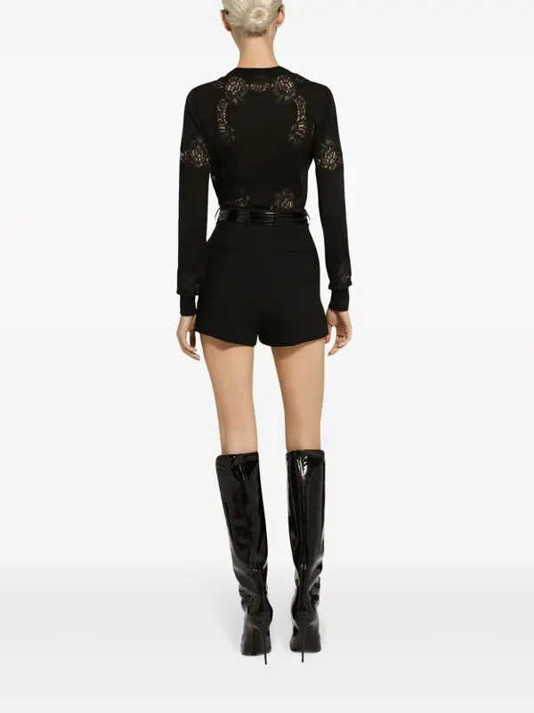 Dolce & Gabbana Panelled Cardigan With Lace Detail - Black