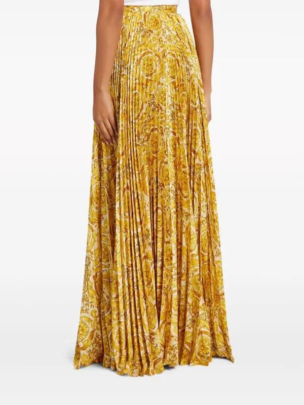 Versace Barocco-print Pleated Skirt