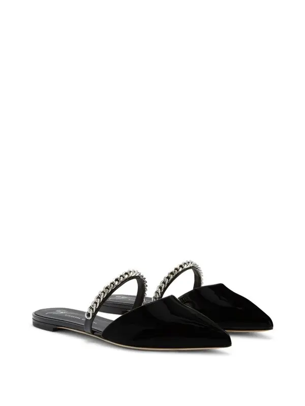 GIUSEPPE ZANOTTI Laurette Chain-link Mules - Black