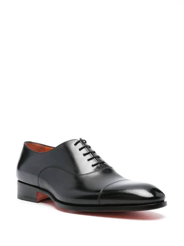 Santoni Polished Leather Oxford Shoes