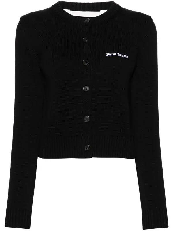 Palm Angels Logo-embroidered Cropped Cardigan