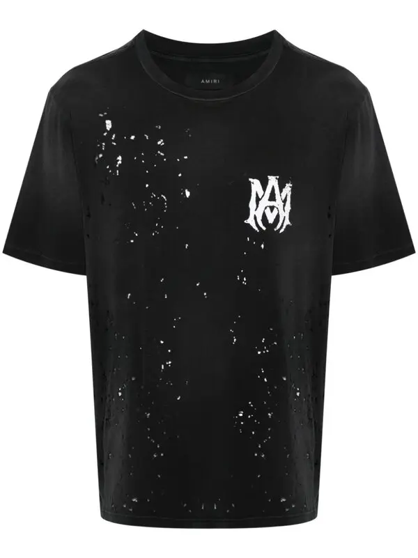 Amiri Distressed Logo-print T-shirt - Black