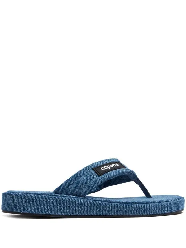 Coperni Logo Appliqué Denim Flip-flops