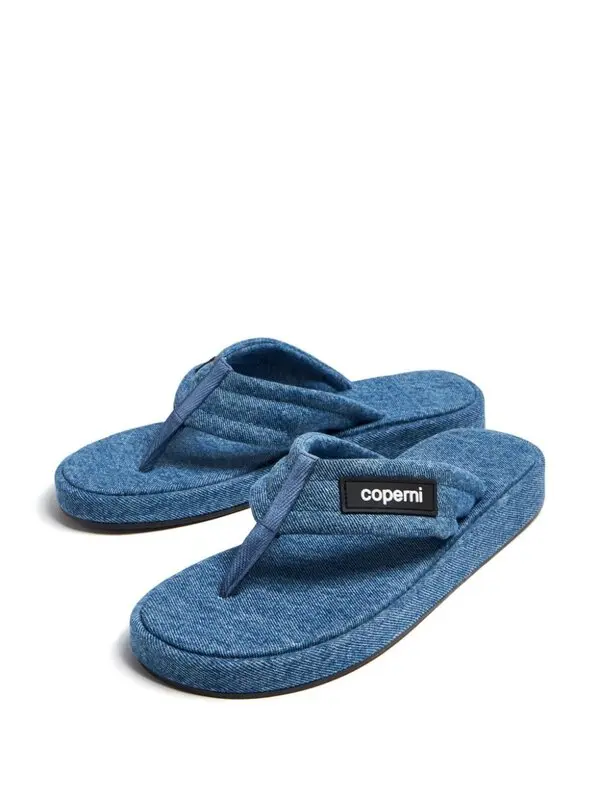 Coperni Logo Appliqué Denim Flip-flops
