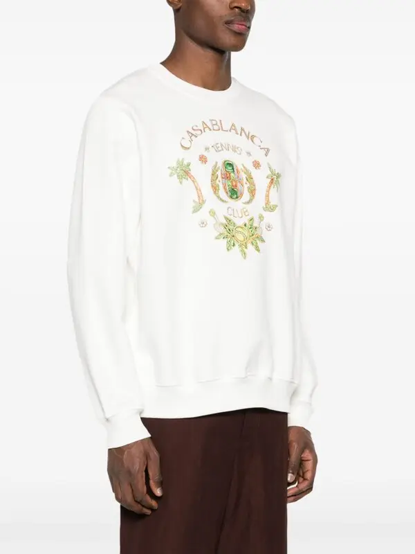Casablanca Tennis Club Crewneck Sweatshirt - White