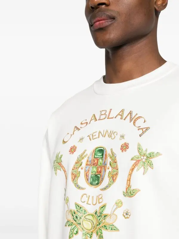 Casablanca Tennis Club Crewneck Sweatshirt - White