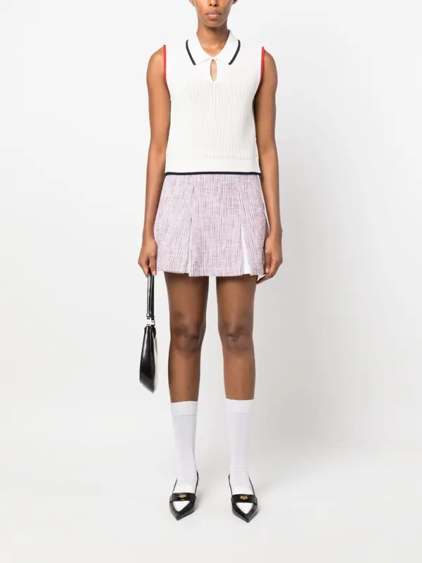Thom Browne Tweed Seersucker Pleated Mini Skirt - White