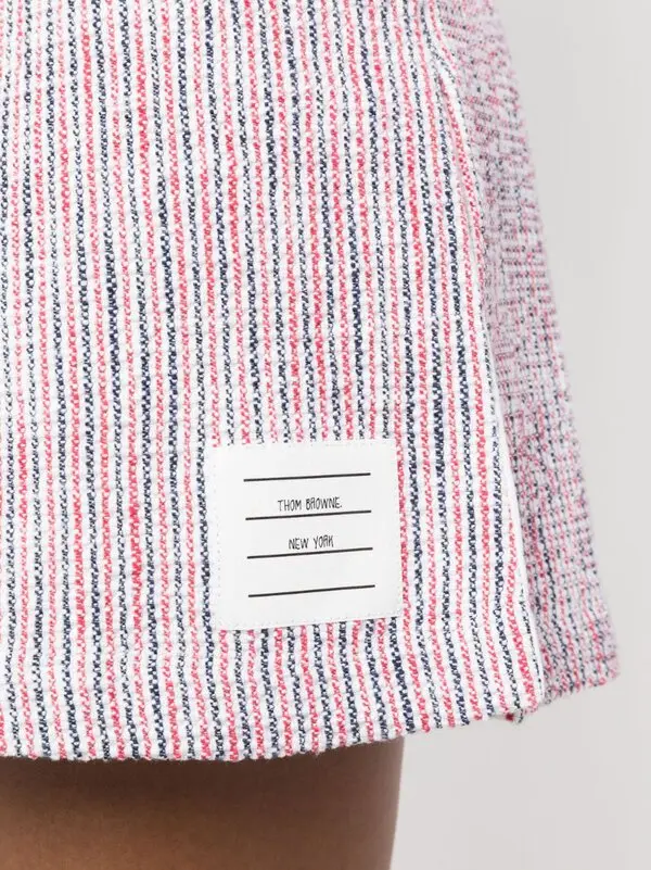 Thom Browne Tweed Seersucker Pleated Mini Skirt - White