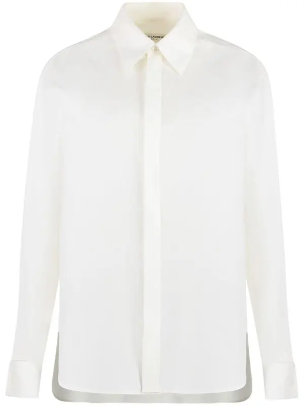 Saint Laurent Long-sleeve Cotton Shirt - White
