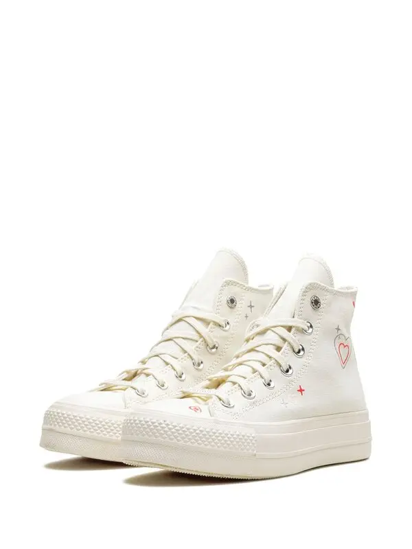 CONVERSE Chuck Taylor All Star Lift Platform High Y2k Heart Sneakers - White