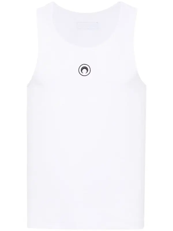 MARINE SERRE Crescent Moon-embroidered Tank Top - White
